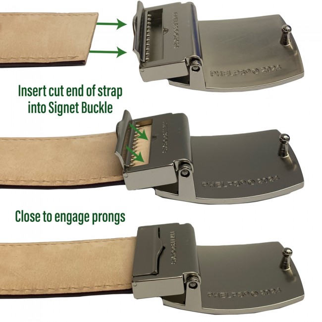 Signet Script Monogram Calfskin Leather Belt (Cut to Size) - Custom