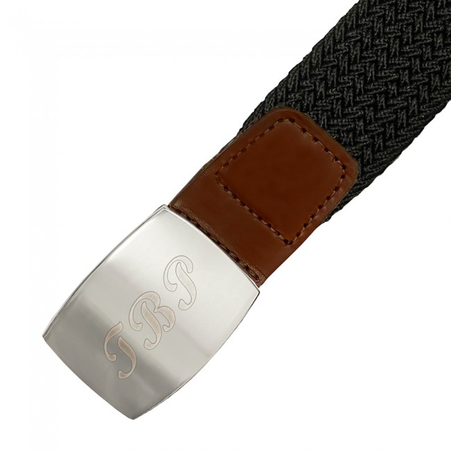 Signet Script Monogram Braided Stretch Belt - Custom