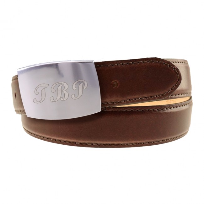 Signet Script Monogram Calfskin Leather Belt (Cut to Size) - Custom
