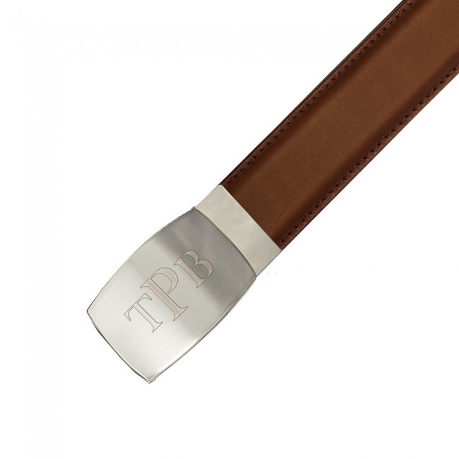 Signet Traditional Monogram Calfskin Leather Belt (Cut to Size)